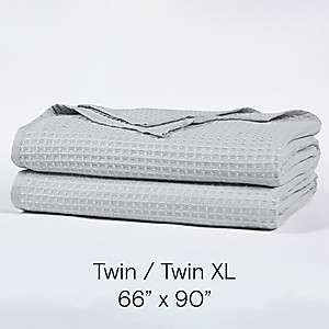 DOZ by SIJO 50% Viscose Derived from Bamboo and 50% Cotton Blend Twin-Twin XL Summer Waffle Lightweight Bed Blanket, Dove