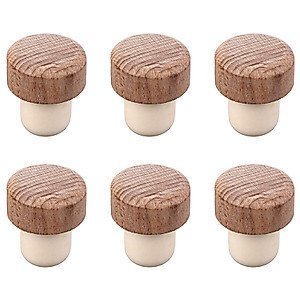 Cabilock 6 Pcs Wooden Wine Stoppers Wine Corks Reusable Red Wine Bottle Stopper Beverage Bottle Sealer to Keep Wine Fresh