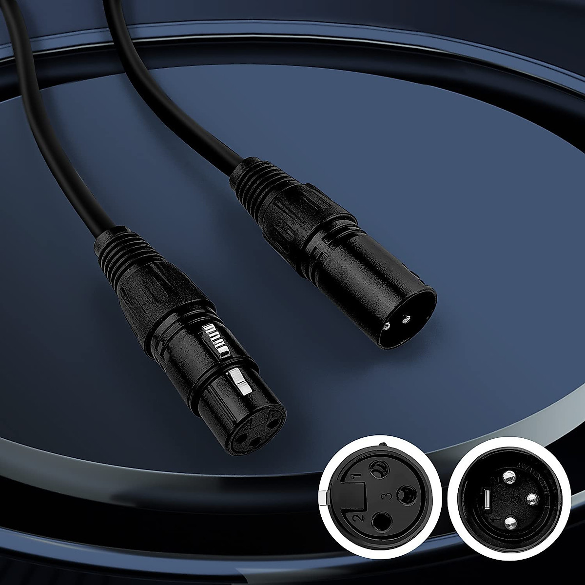 DMX Cable 25 ft, 2 Pack Flexible 3 Pin Signal XLR Male to Female DMX Cable Wire,Suitable for Stage Lighting Signal XLR Connection Stage Light Cables for Par Light Input & Output