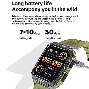 HEXADRC 1.95'' Military Smart Watches, IP68 Waterproof Smart Watch with Bluetooth Call, 123 Sports Modes Fitness Tracker Watch Tactical Smartwatch for iPhone & Android Phone