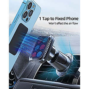 Magnetic Phone Holder for Car, Car Phone Holder Mount, Upgraded Metal Longer Hook Clip Fit More Vent Car Mount , Strong Magnets Phone Mount for Car Vent, for All Cell Phones Tablets Gifts for Men