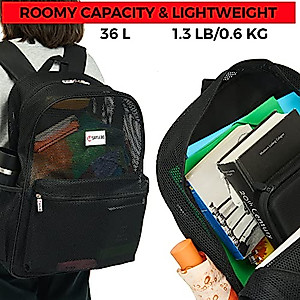 SHYLERO Mesh Backpack XXL (36L) - Lightweight Heavy-Duty Clear Backpack Made of Reinforced 3D Mesh - H19.6 xW15 xD7