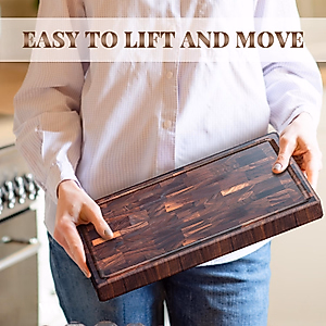 COCOBOSS Walnut Cutting Boards for Kitchen Chopping Board End Grain Cutting Board Premium Black Walnut Wood Cutting Board with Juice Groove, Non-Slip Feet & Handles(13.5 x 9.4 x 1.0 Inch, Gift Box)