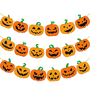 Halloween Pumpkin Banners Halloween Party Decorations Orange Pumpkin Cutout Banners 2Pcs Halloween Hanging Decor for Fall Festivals Birthday Baby Shower Party Supplies