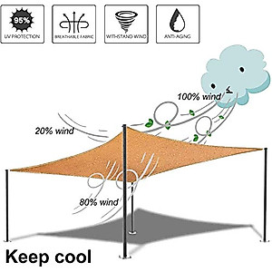 Rectangle Sun Shade Sail Canopy, 6' x 8' Patio Shade Cloth Outdoor Cover - Sunshade Fabric Awning Shelter for Pergola Backyard Garden Carport (Grey)