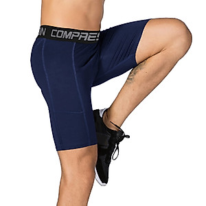 Holure Men's 5 Pack Performance Compression Shorts Athletic Running Underwear Black/Camo Grey/White/Navy/Red 17-L
