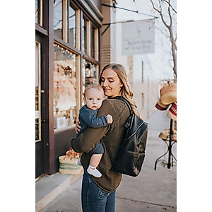 Little Unicorn Skyline Backpack – Diaper, Work, Travel Bag with Changing Pad - Premium Vegan Leather – Lightweight & Durable Design – 5 Interior Pockets – Easily Wipes Clean (Black)