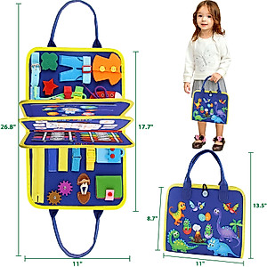 LANNEY Toddler Busy Board Montessori Toys for 1 2 3 4 Year Old, Busy Book for Toddlers Sensory Board Educational Activities Learning Fine Motor Skills, Travel Toys Boys and Girls Gifts