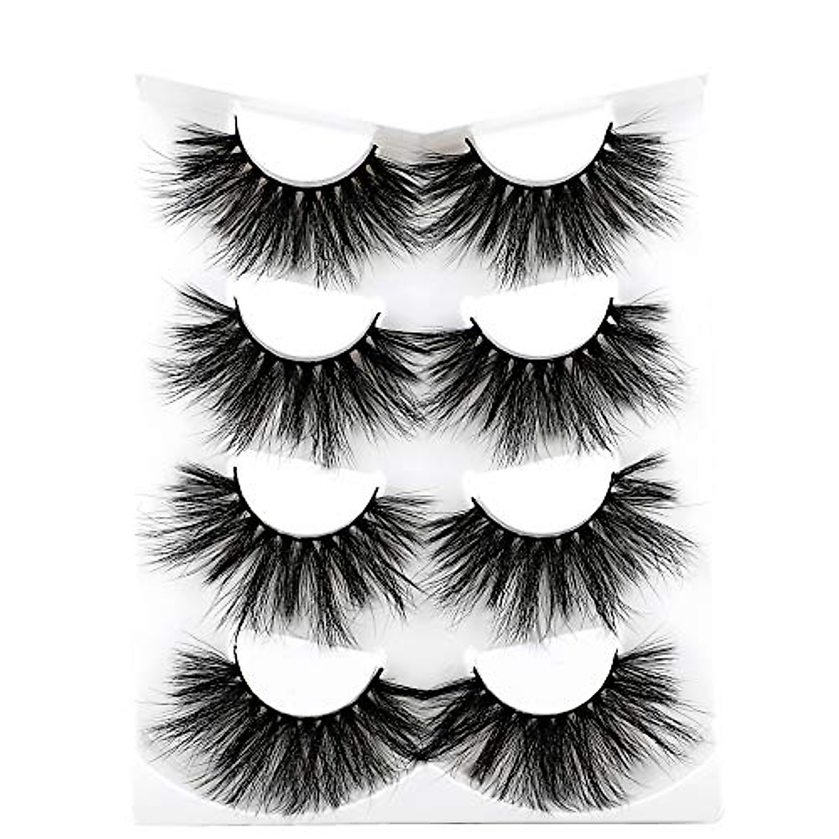 wiwoseo 25MM False Eyelashes Faux Mink Lashes Dramatic Long Fluffy Cross Thick Volume Fake Eye Lashes 4 Pairs Pack