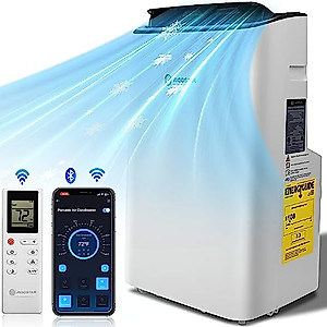 Aigostar 12000 BTU Smart Portable Air Conditioner, Dehumidifier, Fan, 4-in-1 AC Unit Room Up to 550 Sq.Ft, WIFI App & Remote Control,Works with Alexa/Google Assistant, 24H Timer, Window Kit, White