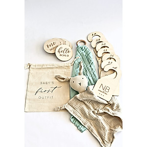 Baby Gift Box - Baby Gift Set Including Milestones Set, Baby Closet Dividers, Bunny, Teether+Blankie and Outfit Keepsake (Ultimate 5-Pack Gift Set)…