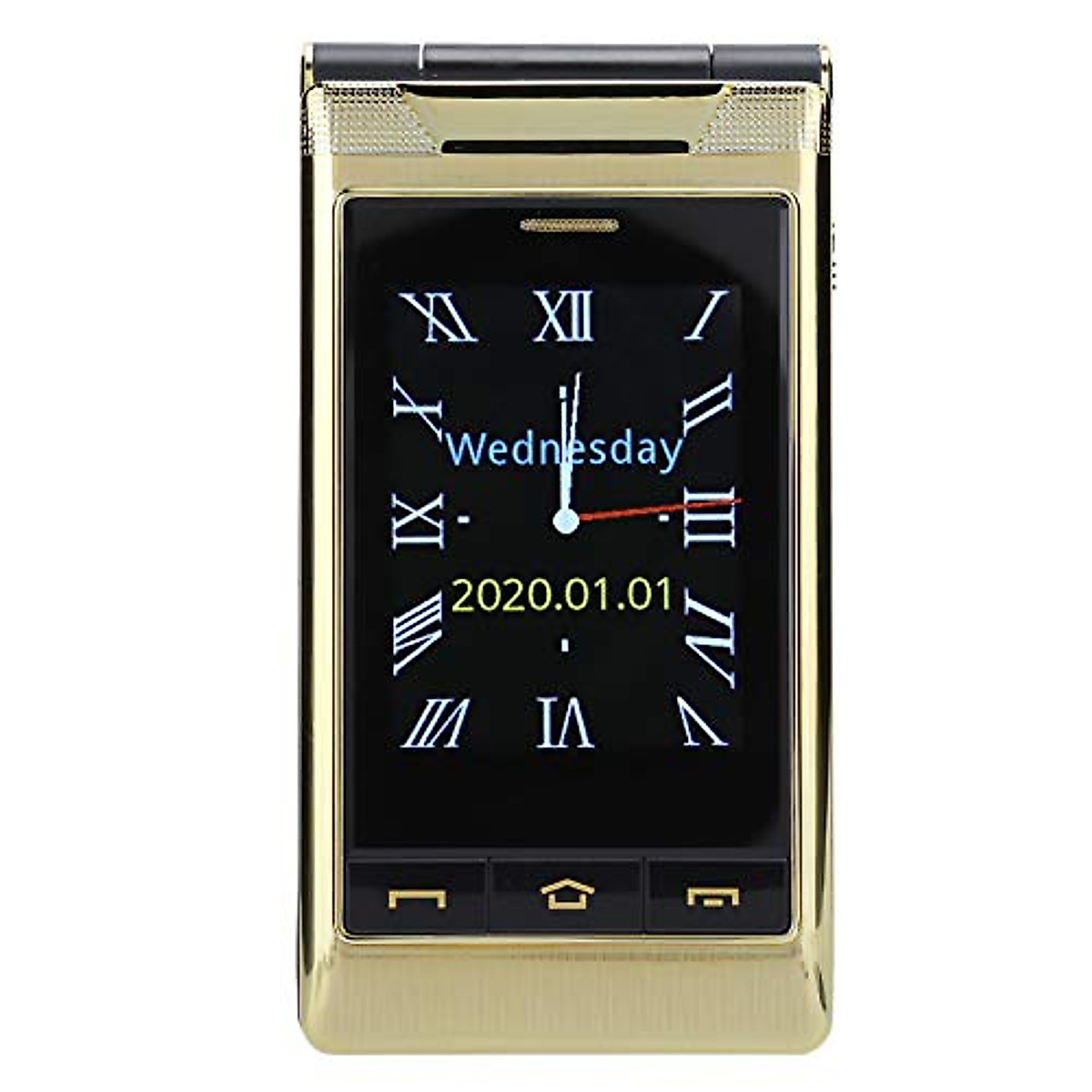 214 Flip Cell Phones,3G 128MB+64MB Dual Screen Unlocked Seniors Mobile Phone,2.6 in Large Screen Big Button Mobile Phone with 5900mah Large Battery,for Elderly,100-240V(Gold)