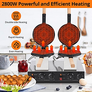 Bubble Waffle Maker 2800W Electric Bubble Waffle Maker Machine Non-stick Egg Waffle Maker Bubble Waffle Baker for Home and Commercial Use