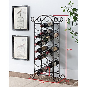 Kings Brand Furniture - Brushed Copper Floor Freestanding Metal Wine Rack, Wine Bottle Holder Stands - Holds up to 21 Bottles