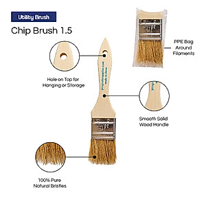 Pro Grade - Chip Paint Brushes - 12 Ea 1.5 Inch Chip Paint Brush Light Brown