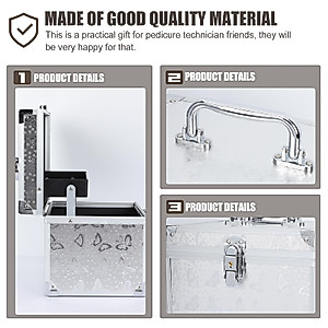 DOITOOL 1pc Pedicure Kit Travel Tool Box Metal Toolbox Makeup Storage Organizer Box Metal Medicine Storage Box Manicure Supplies Case Jewelry Organizer Portable Storage Case Metal Tool Box