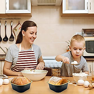 iHomeSet 50 Pcs 10 oz Aluminum Foil Cupcake Cups with Lids, Square, Black, Disposable, Party, Casual Gathering