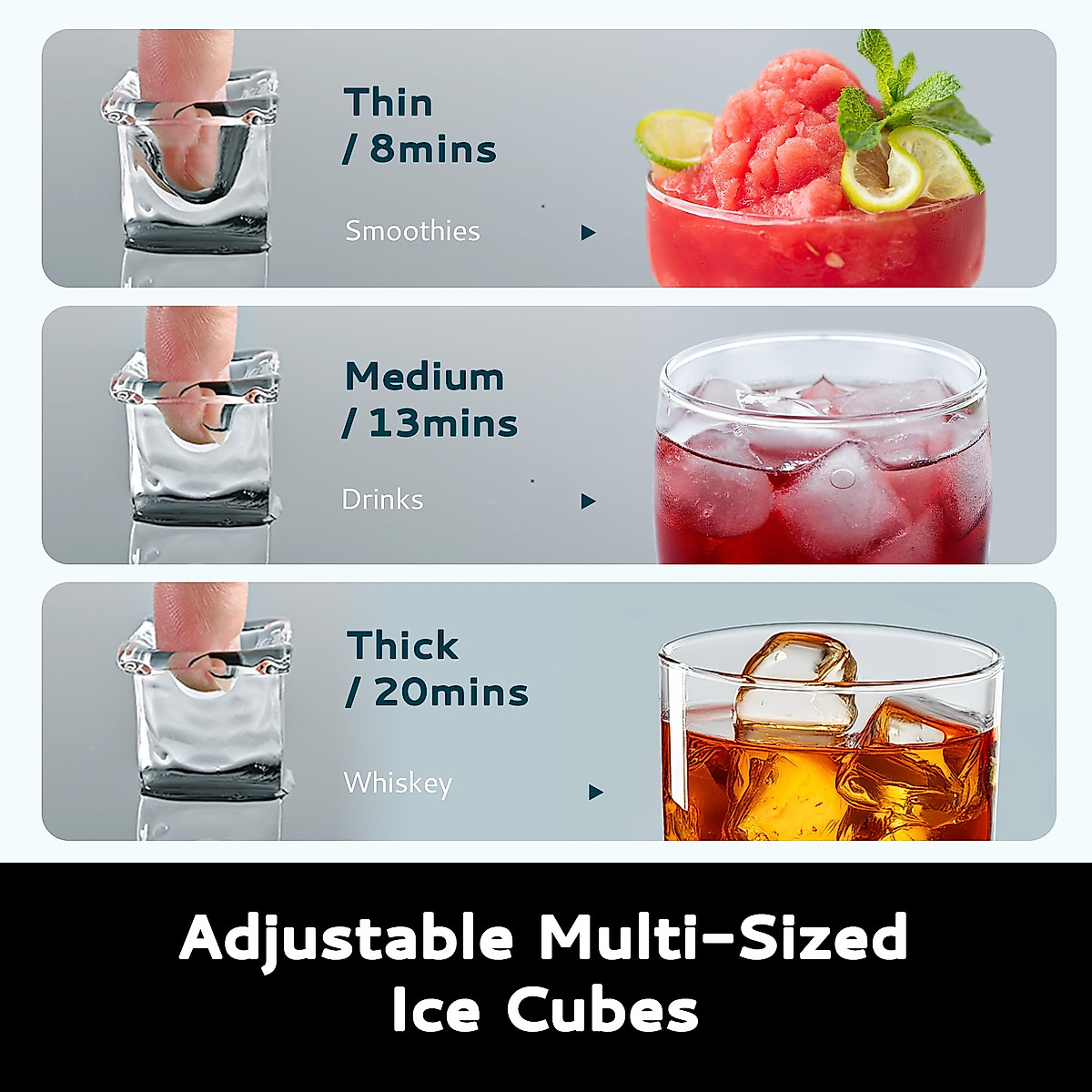 Countertop Ice Maker Machine, 34 Lbs, 16 Cubes in 13 Mins, Auto-Clean, Black