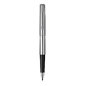 Parker Jotter Chrome Fountain Pen, Medium Nib, Blue Ink