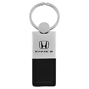 Au-TOMOTIVE GOLD Duo Rectangular Leather Key Chain for Honda Civic SI (Black)