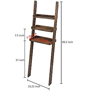 MyGift 3-Tier Dark Brown Wood Over-The-Toilet Leaning Bathroom Ladder Shelf