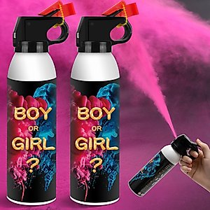 Gender Reveal Fire Extinguisher 2 Pack, Gender Reveal Decor, Baby Girl Reveal Party Ideas 100% Biodegragable for Gender Reveal Decorations（Pink）