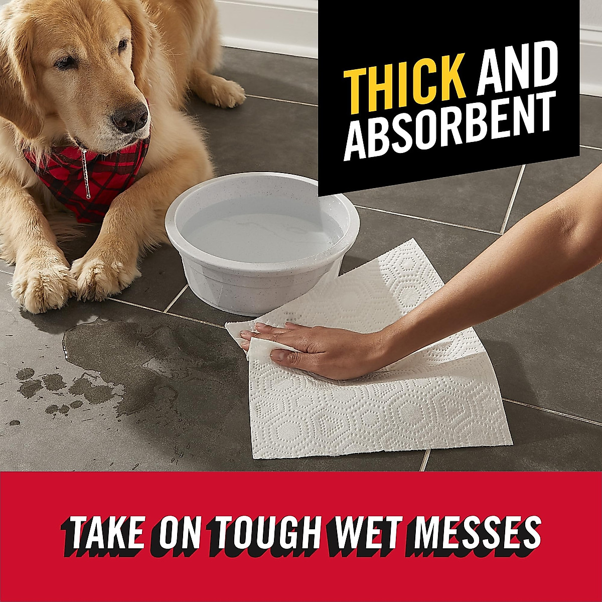 Brawny Tear-A-Square Paper Towels, 12 Family Rolls = 30 Regular Rolls, 2X More Durable*, 3 Sheet Sizes, Strong and absorbent extra-large roll