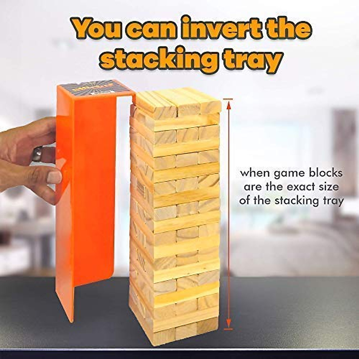 Hogar Wood Block Tower Stacking Tray Game Accessory Ages 6 to Adult - Compatible with Tipsy Tower, Lewo, WE Games and More
