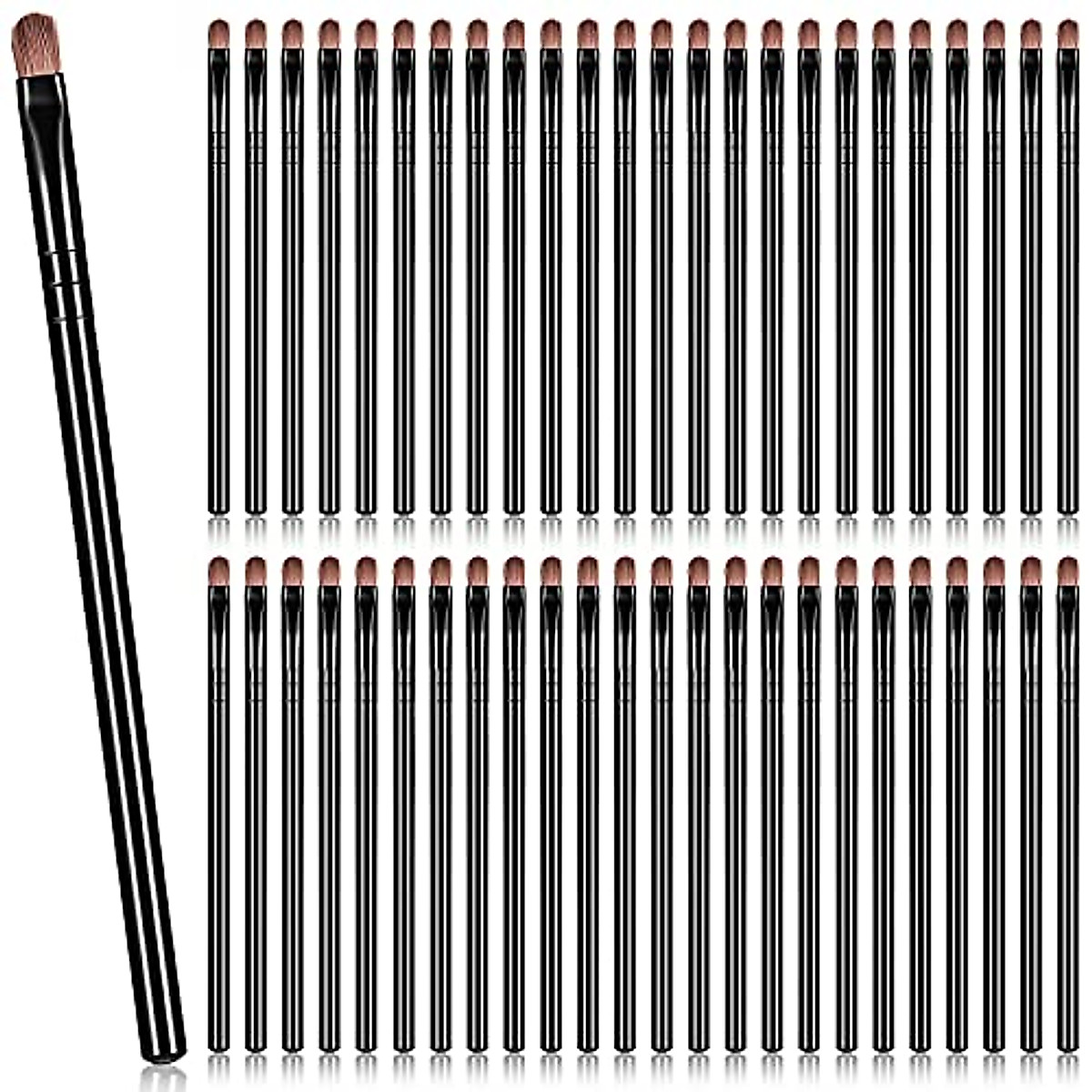 Patelai 48 Pcs Flat Makeup Brushes Flat Lip Concealer Brushes Small Portable Eyebrow Brush Concealer Makeup Brush Synthetic Lip Brush Beauty Makeup Tool for Concealing Blending Setting Buffing(Black)