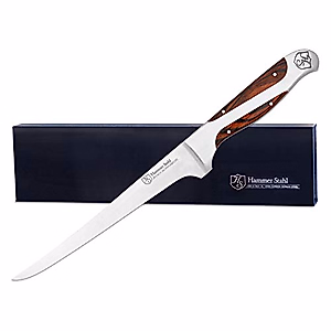 Hammer Stahl 7-Inch Fillet Knife - German High Carbon Steel - Curved Flexible Blade for Boning, Filleting, and Trimming - Ergonomic Quad-Tang Handle