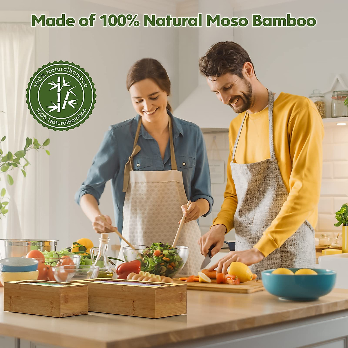 NautDuty Ziplock Bag Storage Organizer, Bamboo Baggie Organizer, Food Storage Bag Organizer for Kitchen Drawer, for Gallon, Quart, Sandwich, Snack & Slider Bags, Ziploc Bag Organizer