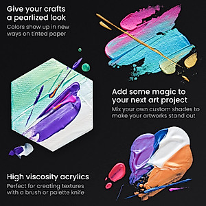 Arteza Pearlescent Acrylic Paint Set of 14, 2 fl oz Bottles, Quick-Drying Pearl Craft Paint, Art Supplies for Paper, Canvas, Wood, Glass Paper