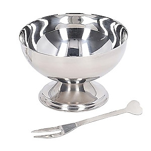 Stainless Steel Ice Cream Bowl with Fork, Dessert Bowls Serving Bowl for Pudding, Dessert, Sundae, Ice Cream, Salad, Pudding (250ml)