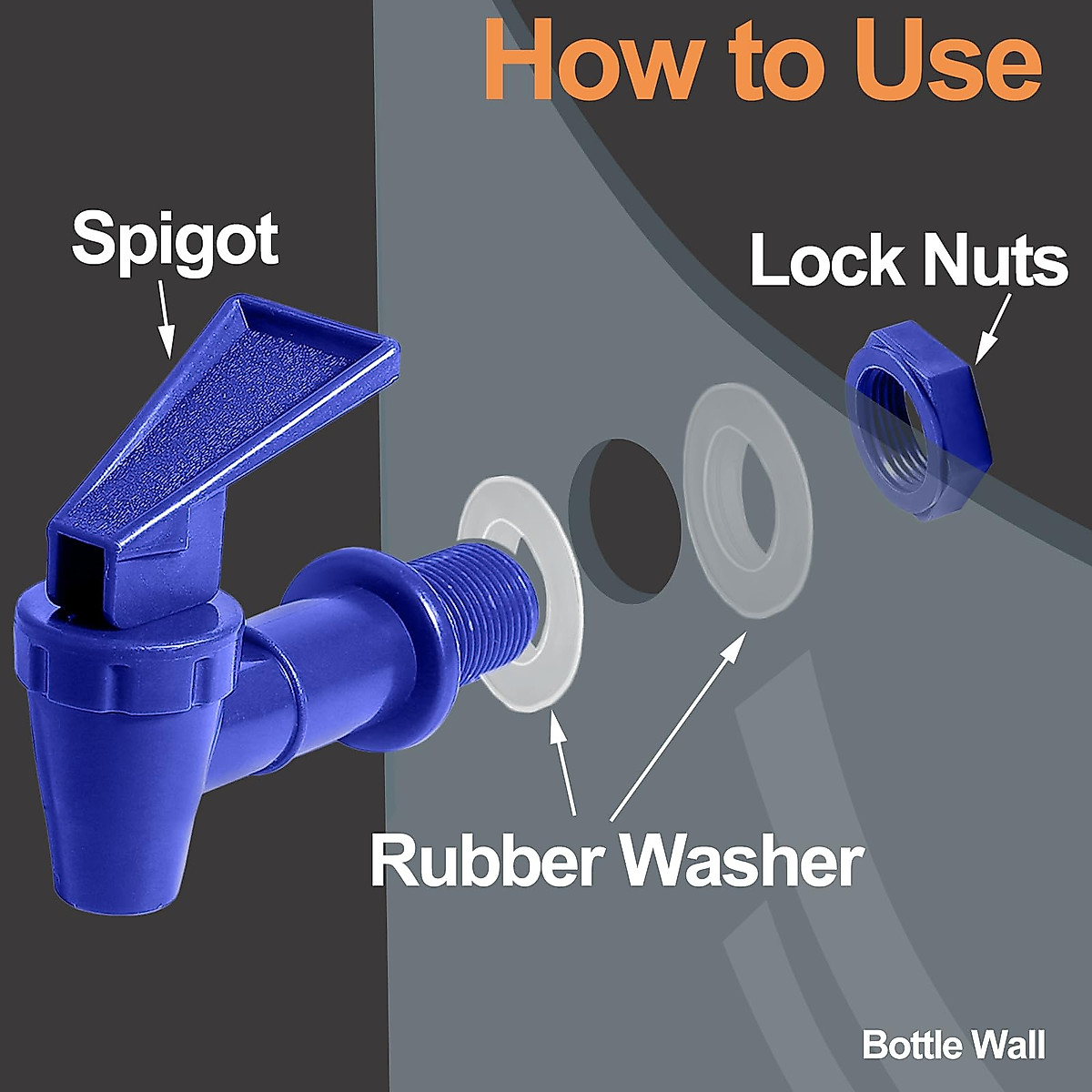 LifCratms 2Pcs BPA-Free Replacement Cooler Faucet, Blue Plastic Water Spigot Spout Water Dispenser Tap Set, Reusable Water Crock Tap Water Beverage Lever Pour Dispenser Valve