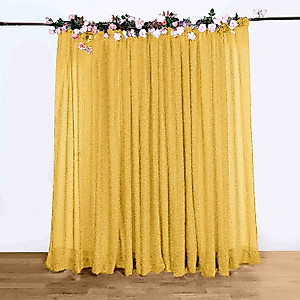 Hanha 2PC-5X10FT Gold Metallic Shiny Spandex Backdrop Curtain Party Wedding Backdrop Photography Background Photo Booth Studio Background Home Party Supplies Christmas Decor (Gold)