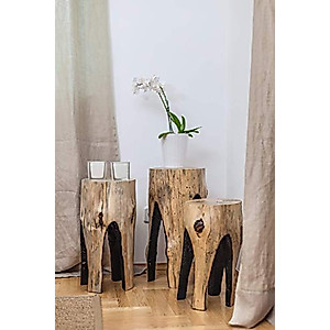 Tree Stump Coffee Tables (Set of 3), Small Wooden Tea Tables, Log Furniture, Rustic Side Tables, Log Stools, Wooden Side Tables