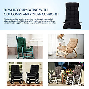 ROFIELTY Rocking Chair Cushion，Tufted Rocking Chair Cushions Indoor/Outdoor, All in One Non-Slip Adirondack Chair Cushion, Suitable for Rocking Chair Cushions in Nursery/High Back/Office (Black)