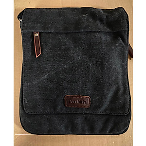 Berchirly Canvas Shoulder Bag Men Casual Travel Male 8Inch Crossbody Messenger Bag Black