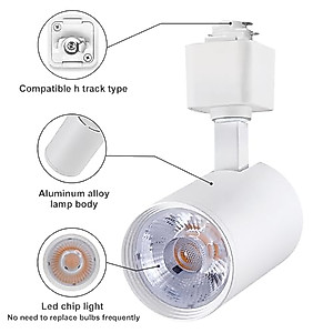 Arcfox 7W 3000K LED H Type Track Lighting Heads Dimmable 3 Wire Single Circuit Track Light Fixtures ETL, 24°, CRI90 for Retail Store Kitchen Gallery Accent Lighting 12 Pack White