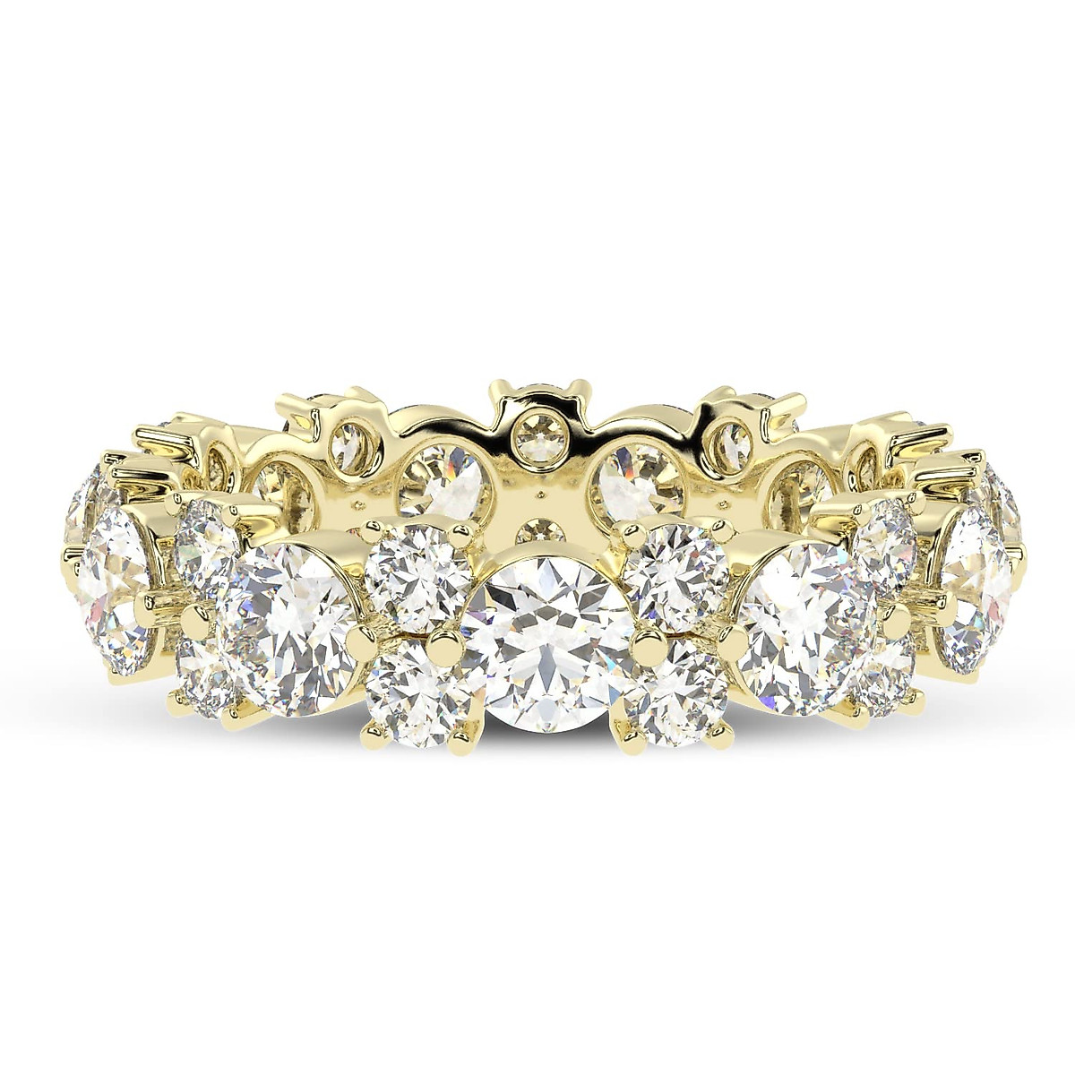 FACETS JEWELS 14K Solid Gold Moissanite Wedding Band 4 Carat Forever One Moissanite Round Brilliant Cut Eternity Rings For Women - 14K Solid Gold 6