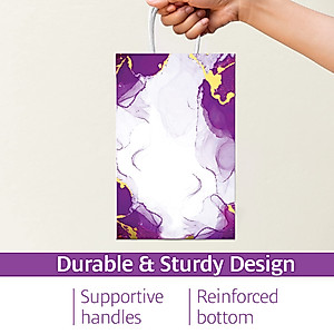 10 PK Designer Gift Bags with Handles - Assorted Sizes and Colors - Cute Luxury Gift Bags - Wedding Welcome Bags, Bridal or Bridesmaid Gift, Birthday Gift Bags for Women, Bachelorette Party Favor (Medium, Purple)