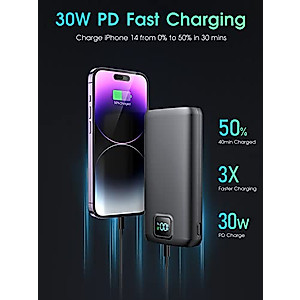 Portable-Charger-Power-Bank - 40000mAh Power Bank PD 30W and QC 4.0 Quick Charging Built-in LED Display 2 USB 1Type-C Output Compatible with Most Electronic Devices on The Market