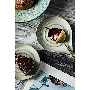 LAUCHUH Spoon Rest, 5" Large Spoon Holder for Stove Top Ceramic Spoon Rest Spatula Rest for Kitchen Utensils, Ladle, Coffee Spoons, Cooking spoons, Spatula, Tongs, Thanksgiving Day, Unique Gray