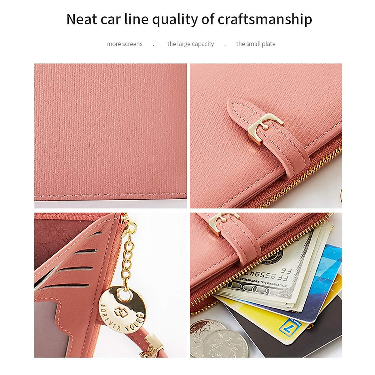 QICHUANG Women's RFID Blocking Short Purse PU Leather Medium Clutch Wallet Bifold Card Coin Holder Organizer Small Lady Purse (gray)