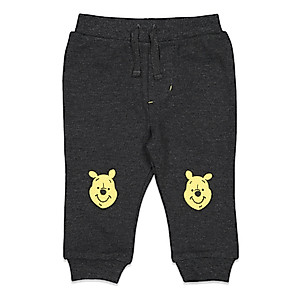 Disney Winnie The Pooh Eeyore Tigger Newborn Baby Boys 3 Pack Jogger Pants Gray/Yellow/White 6-9 Months