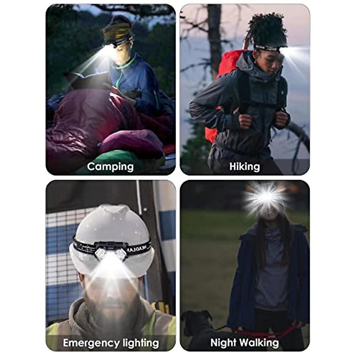 PLUSINTO 9 LED Headlamp 2000 Lumens 2 Pack, Super Bright Head Lamp with 6 AAA Batteries, 6 Modes, Lightweight and Adjustable, IPX5 Waterproof Headlight for Kids Adults Camping, Outdoor, Running