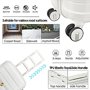 Somago 2 Piece Luggage Set Carry On Suitcase 20 INCH Lightweight Hard Shell PP Suitcase with TSA Lock Spinner Wheel 22x14x9 Airline Approved (Creamy White)