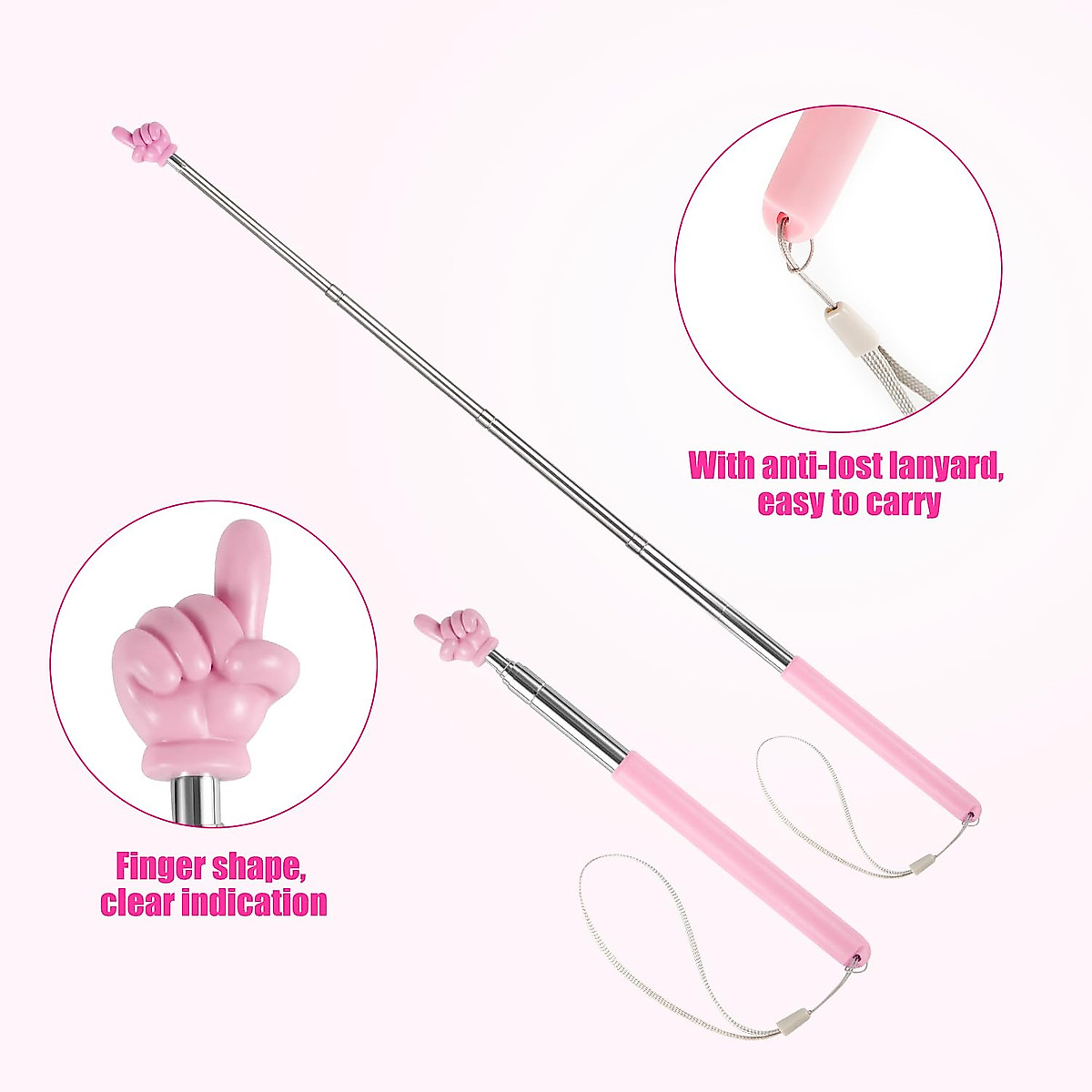 3pcs Telescopic Teachers Pointers, Extendable Pointing Stick Retractable Pointer Whiteboard Pointer for Teacher Classroom Aids (Pink, Sky Blue, Light Green)