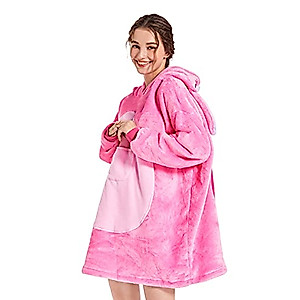 Oversized Hoodie Blanket For Women Animal Sweatshirt hooded for Adults Wearable Blanket with Front Pocket Pouch(One Size)
