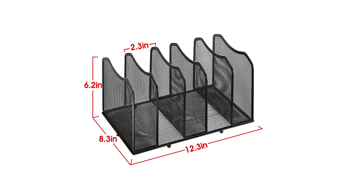 Ekisemio 2 Pack-Mesh Desktop File Organizer Sorter, 5-Section Bookshelf ...